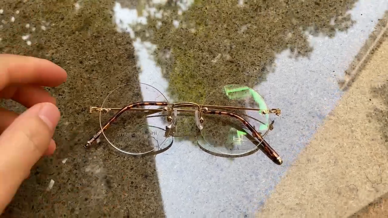 Retro Rimless eyewear Titanium Round Steve Jobs Glasses men's gold ...