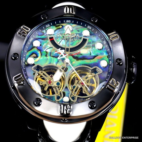 Invicta Reserve Kraken Abalone Double Open Heart Automatic Black Steel ...