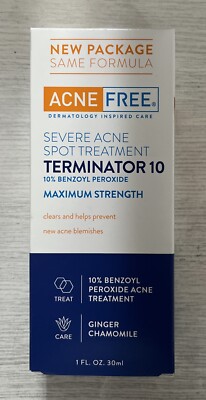 AcneFree Terminator 10 Acne Spot Treatment Cream With 10% Benzoyl ...