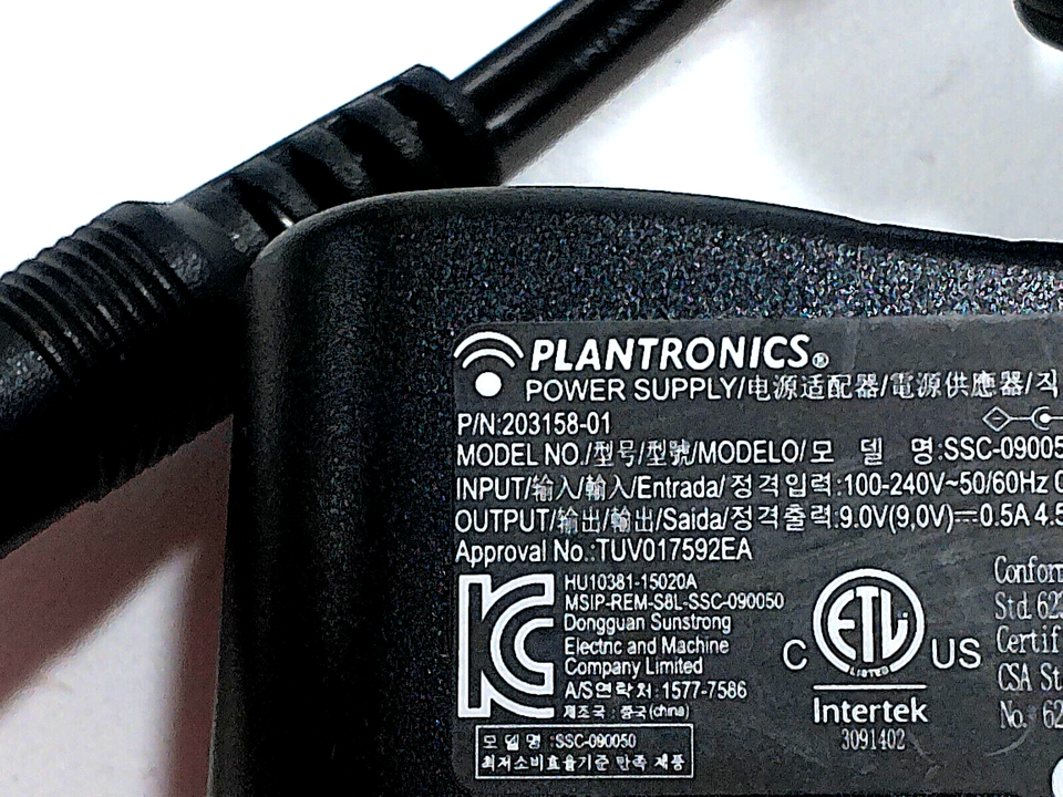 Original Plantronics AC Adapter P/N 203158-01 SSC-090050 Power Supply ...