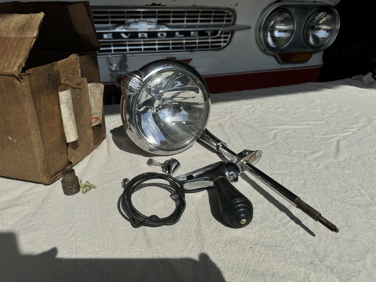 Vtg RARE NOS Unity Mfg. Chevrolet Police Spot Light Chrome S6 Chicago ...