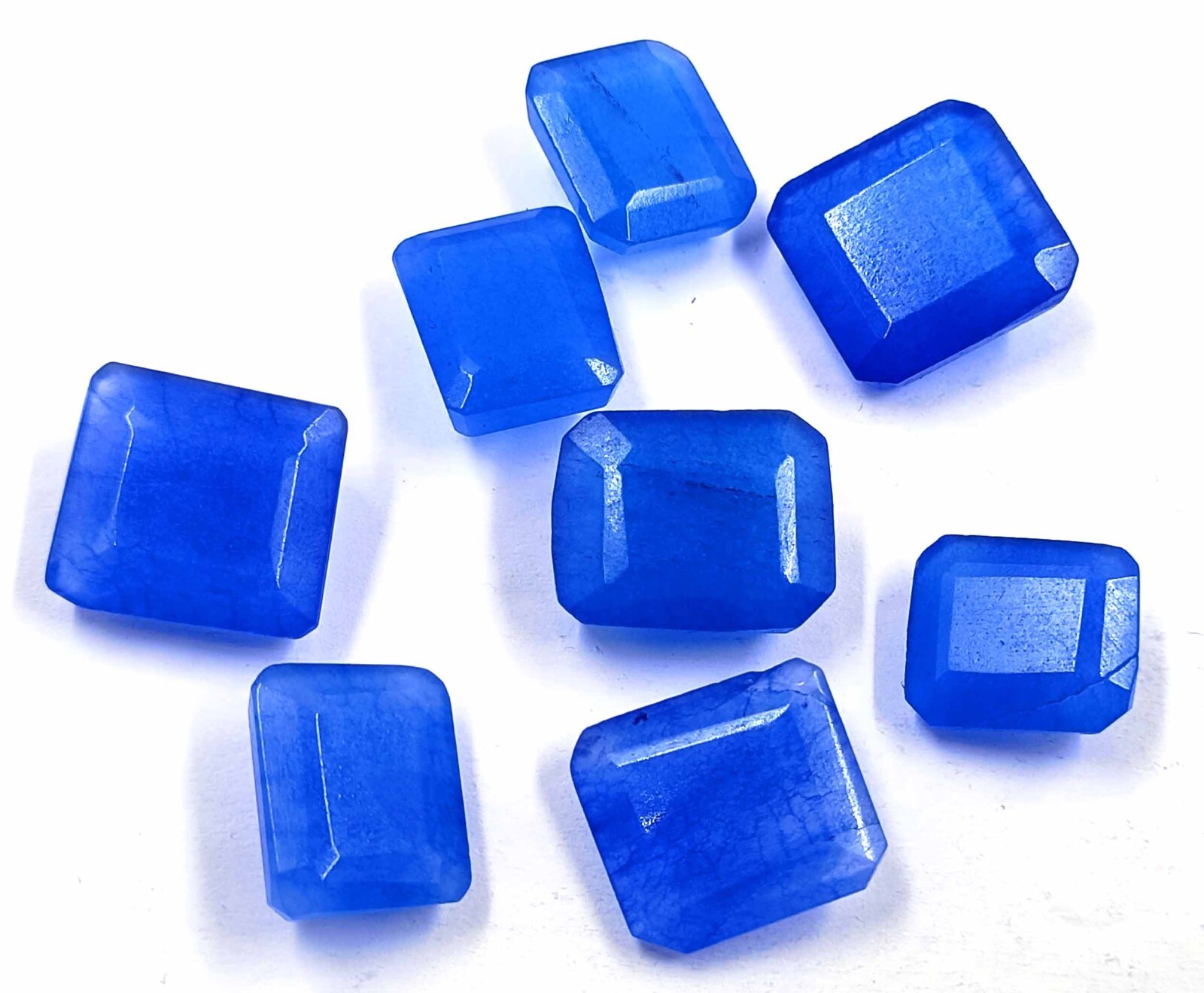 LAB CREATED BLUE QUARTZ OPAQUE 100 CT REAL EMERALD CUT FACETED LOOSE ...
