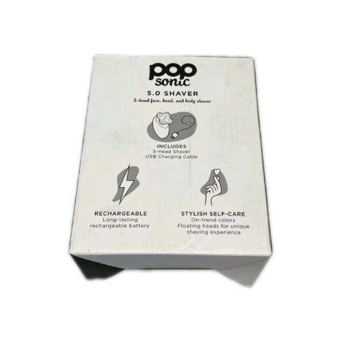Pop Sonic 5.0 Rechargeable Shaver 5-Head Face, Head, & Body Shaver LED ...