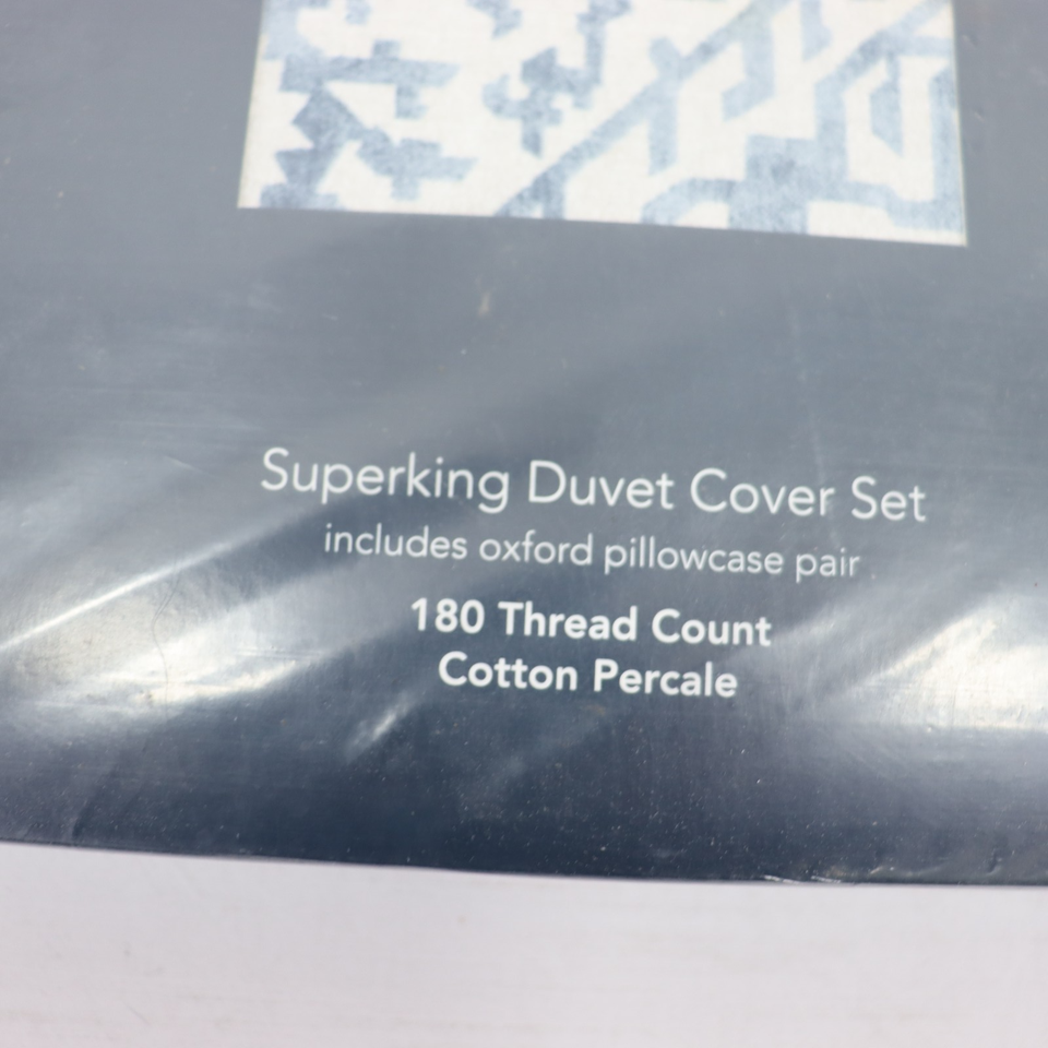Bedeck Dhaka Duvet Cover Set Blue Super King | eBay UK
