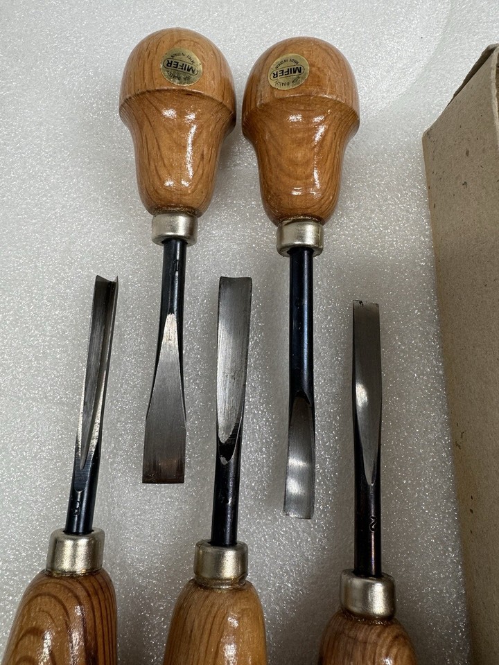 5 Piece Mifer Wood Palm Carving Set Wood Working Tools Chisels Gouges ...