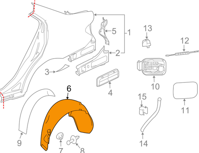 #102 MERCEDES C Class W204 RHD Saloon Rear Fender Inner Liner Left ...