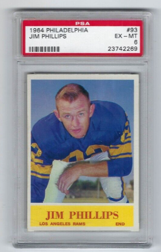 1964 Philadelphia football card #93 Jim Phillips Los Angeles Rams ...