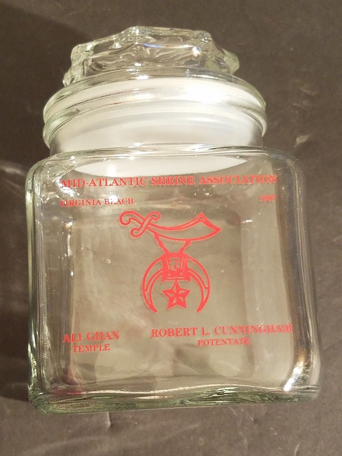 1987 Mid-Atlantic Shrine Association Ali Ghan Temple Glass Candy Jar | eBay