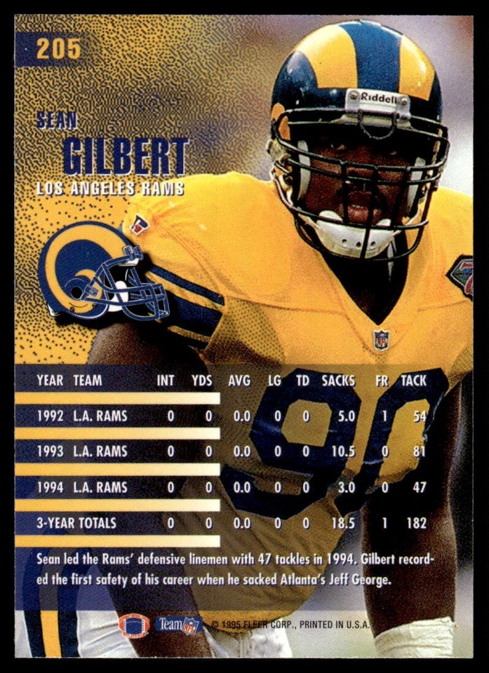 1995 Fleer Sean Gilbert St. Louis Rams #205 | eBay