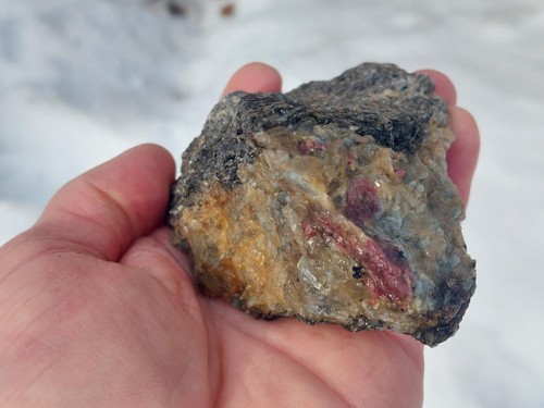 Kyanite, garnet, quartz and biotite gneiss mineral, Sudbury, Ontario, W ...