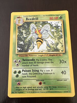 Pokémon TCG Beedrill Base Set 17/102 Regular Unlimited Rare | eBay