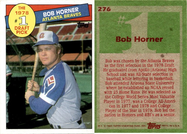 1985 Topps - #276 Bob Horner for sale online | eBay