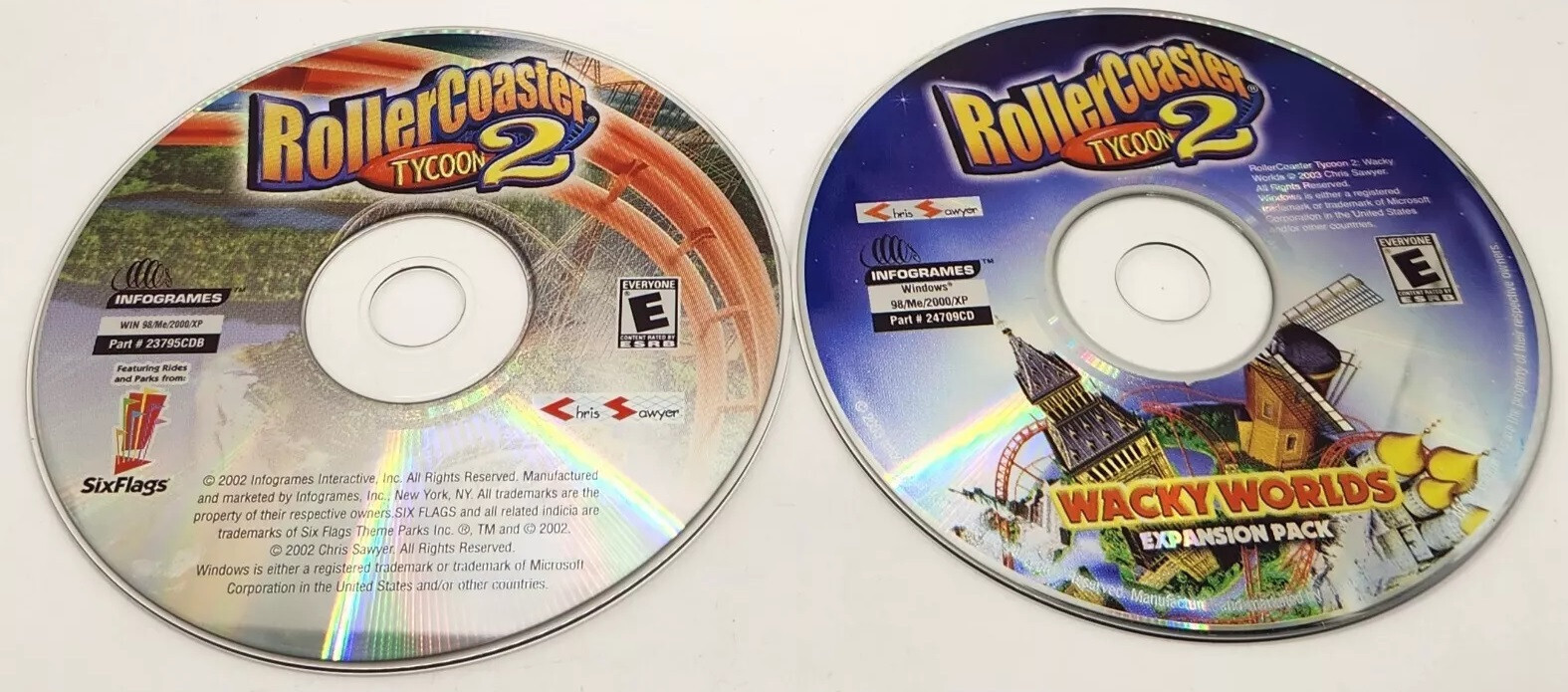 RollerCoaster Tycoon 2 + Wacky Worlds Expansion PC CD Discs Only! | eBay