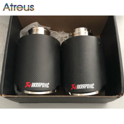 Car Akrapovic Exhaust Tips 63mm Inlet/101mm Outlet Carbon Fiber Muffler ...