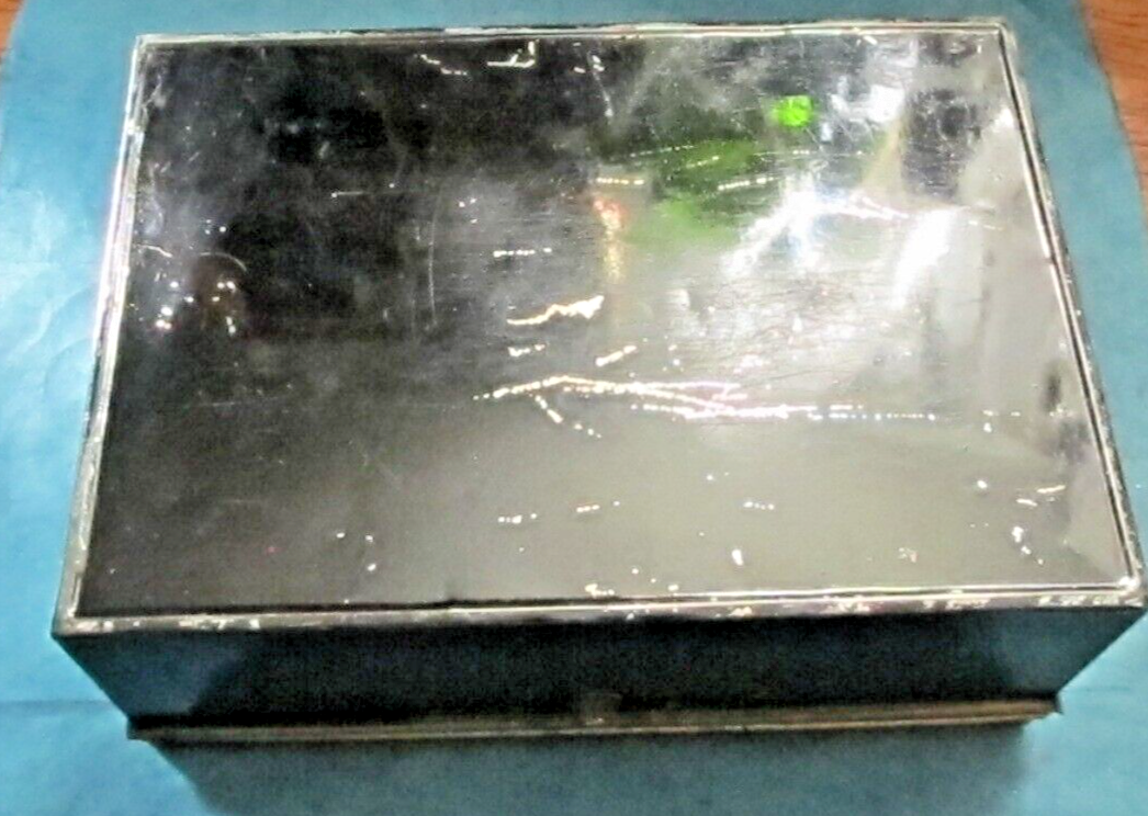 Antique black enameled steel large cash box | eBay