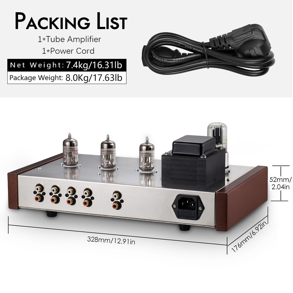 HiFi Vacuum Tube Preamp 12AX7 2.0 Channel Analog Audio Pre-amplifier ...