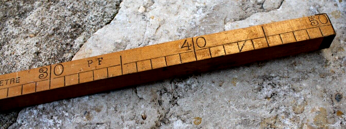 ancien demi mètre en bois gradué pour mesures de tissus | eBay