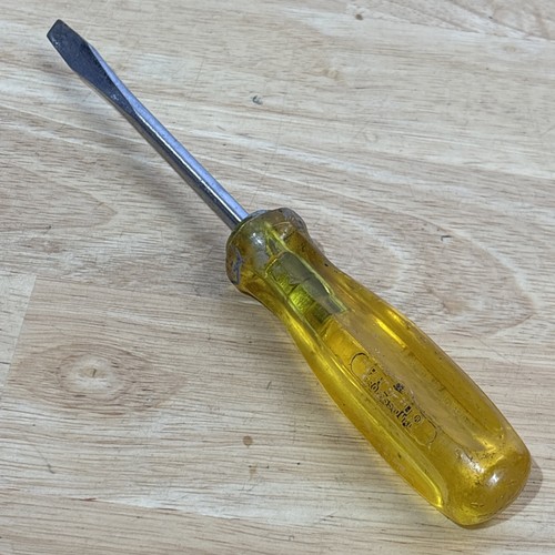 Proto 1/4" Flat Slotted Screwdriver Clear Yellow Hard Handle 8" Long ...