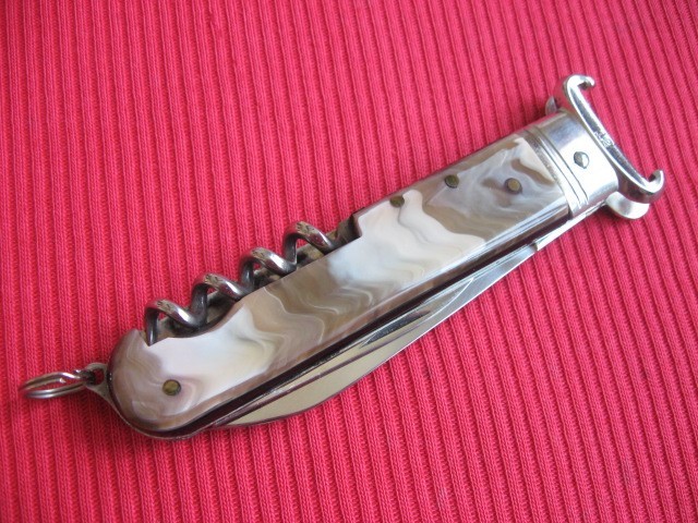 VINTAGE ROSA V. MANIAGO INOX STAMPED ITALIAN MANUAL SHELL PULLER KNIFE ...