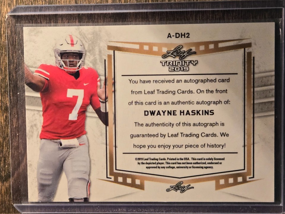 2019 Leaf Trinity Dwayne Haskins Auto Ohio St Buckeyes GO REDSKINS ...
