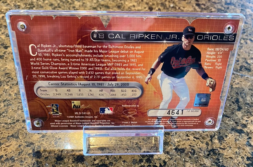 Authentic Images Cal Ripken Jr 24K Gold Ironman Gold Signature Card w ...