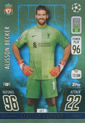 LE 7 LIVERPOOL.FC - ALISSON - LIMITED EDITION CARD TOPPS CHAMPIONS ...