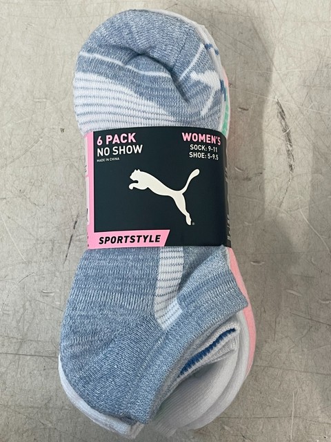 6 Pairs Puma No Show Socks Womens Size 9-11 Shoe Size 5-9.5 Sportstyle ...
