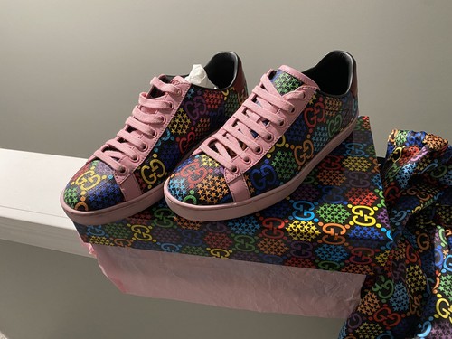 Gucci pink womans psychedelic gg ace sneakers size 36… - Gem