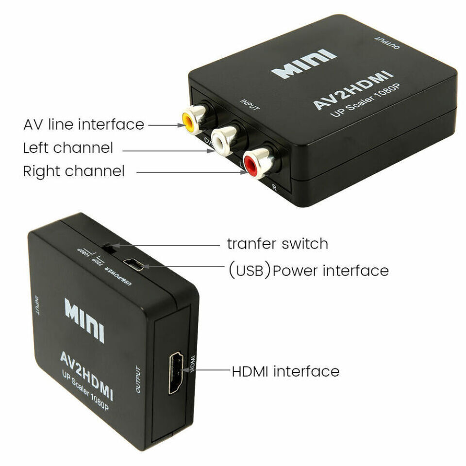 RCA to HDMI Converter Adapter AV 1080P For TV Audio Video Composite ...