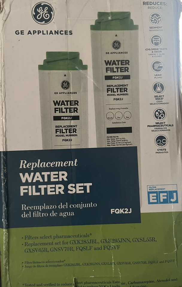 2 PACK GE FQK2J Under Sink Dual Flow Drinking Replacement Water Filter ...