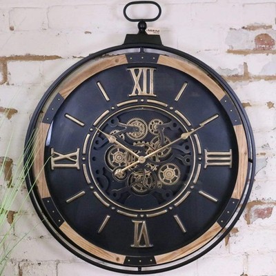 Industrial Extra Large Cog Clock Black and Gold Home Decor Wall ...