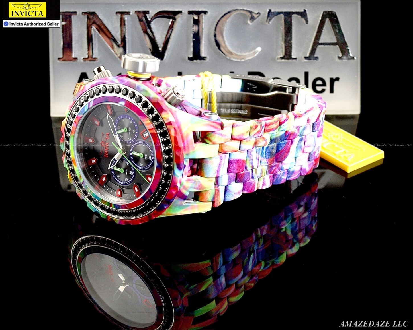 NEW Invicta Men 52mm Subaqua GRAFFITI Simulated BLACK DIAMOND SS Chrono ...