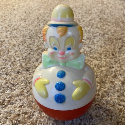 Vintage 1977 SaniToy Roly Poly Wobble CLOWN Baby Toy Bell Sound | eBay