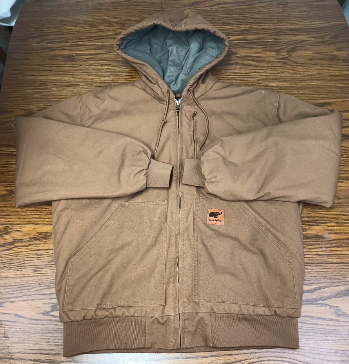 Golden Elephant Canvas Chore Coat Hooded Workwear Brown Size Large | eBay