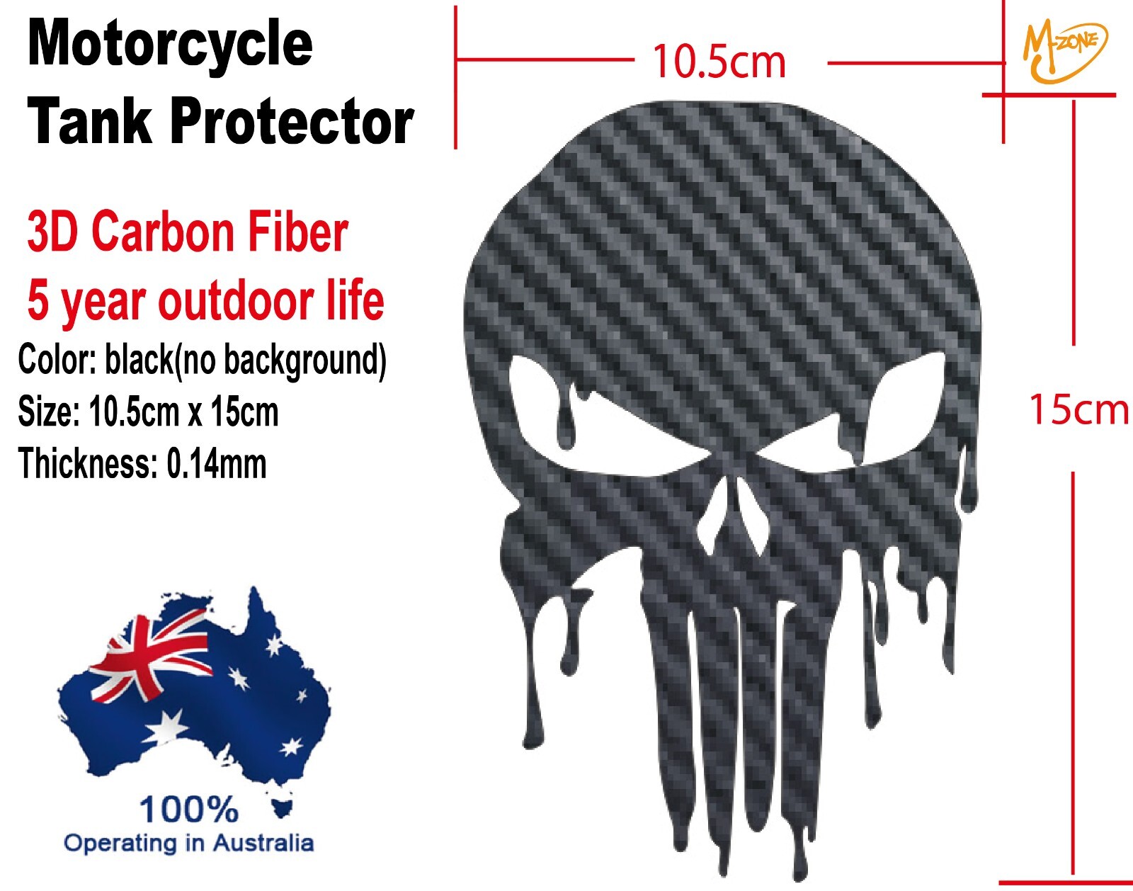 Tank Protector Sticker for Motorcycle Punisher 3D Carbon Fiber Decal ...