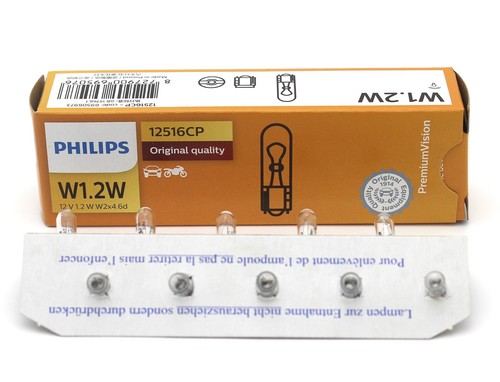 10pcs PHILIPS 12516 W1.2W 12V1.2W W2x4.6d T5 premium meter bulb singal ...