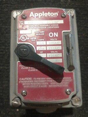 APPLETON EDS2129 FACTORY SEALED EXPLOSION PROOF 1 POLE SWITCH 20A 120 ...
