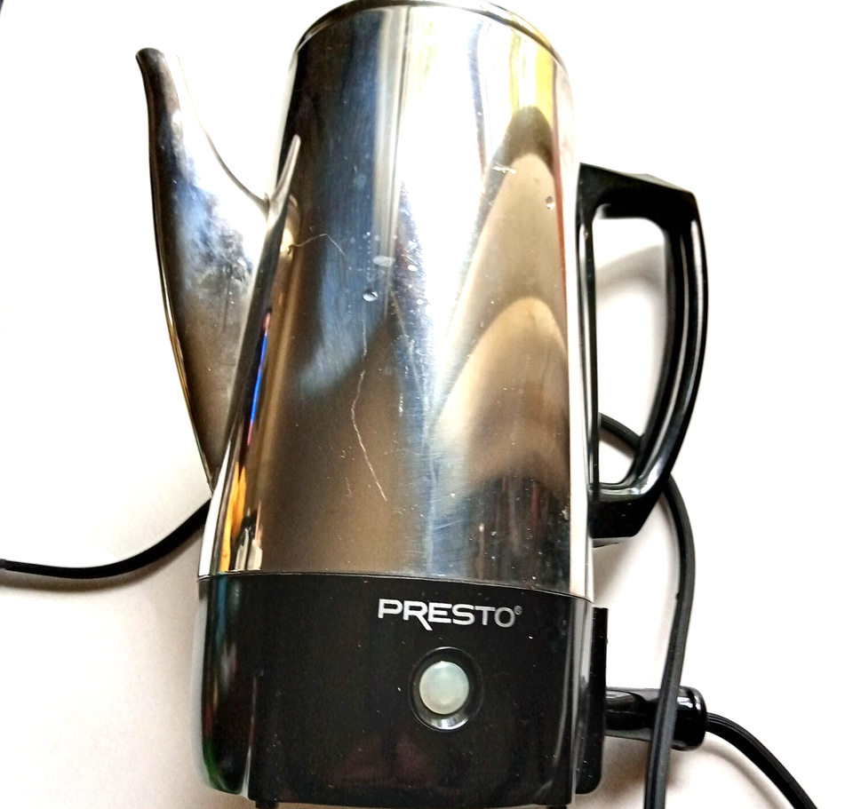 Vintage Presto Stainless Steel 6 Cup Electric Percolator Coffee Pot ...