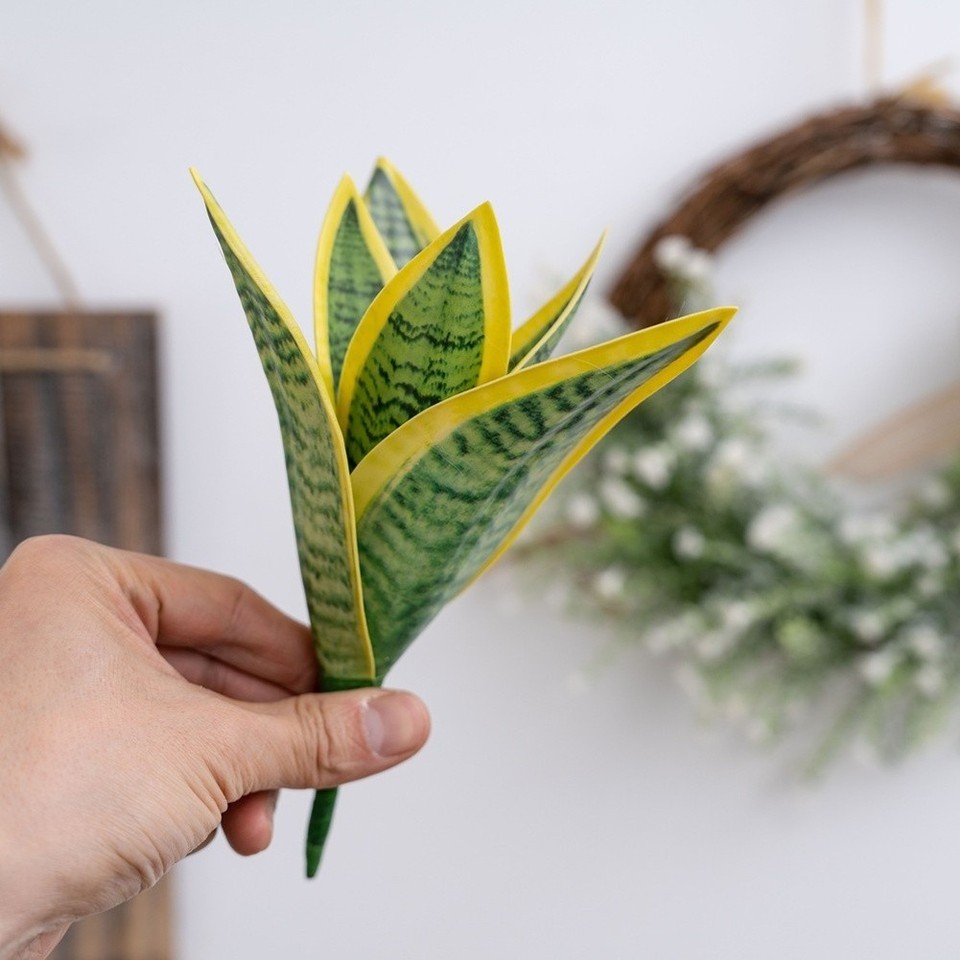 PVC Artificial Snake Plant 19cm Faux Green Leaves for Wedding Aisle and ...
