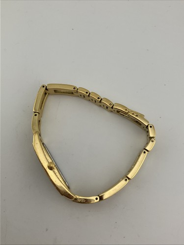 Vtg ESQ Ladies 14mm Watch Gold Tone Black Dial Swiss Tank Stone 6 ...