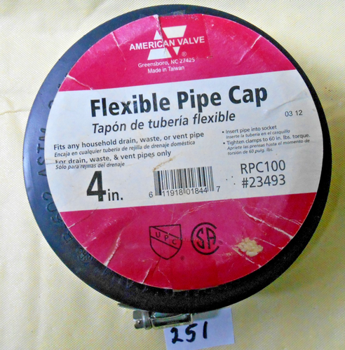 American Valve Flexible Pipe Cap for Drain - Waste & Vent Pipes 4” Dia ...