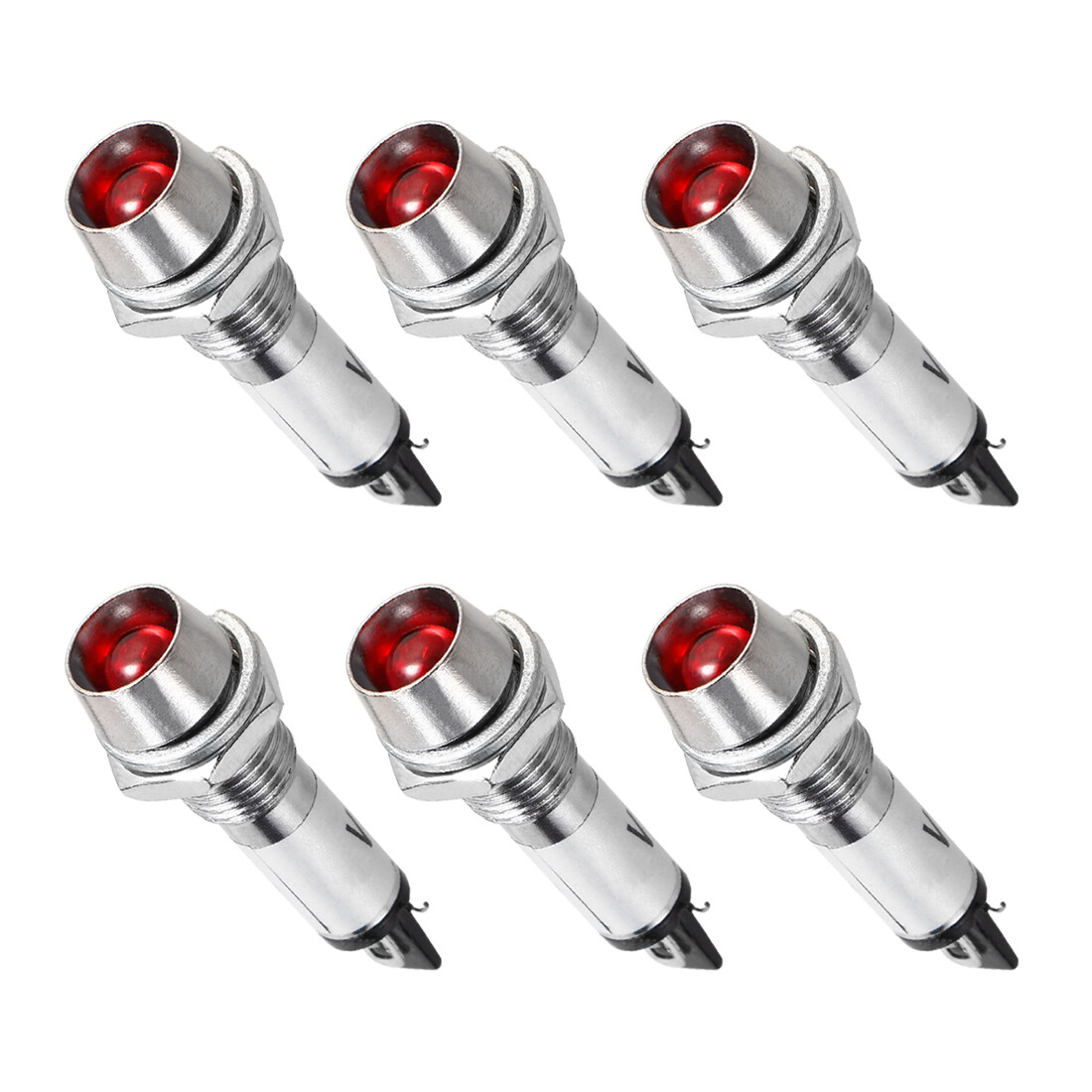 6 Pack Indicator Light DC 12V Red Metal Shell Panel Mount 5/16" 8mm | eBay