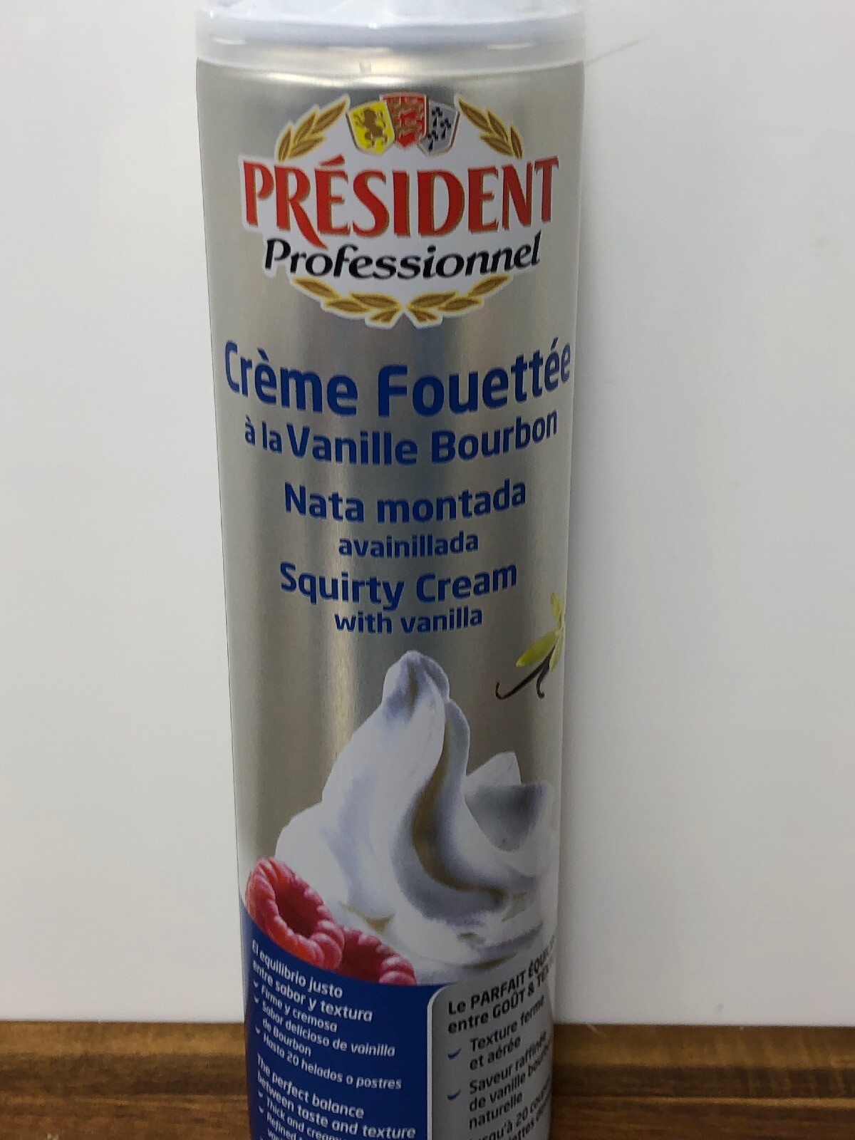 President Professional French Squirty Cream With Vanilla 500g 91% Cream ...