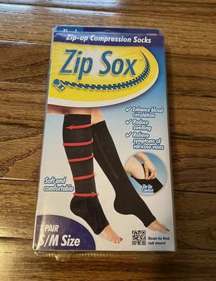 New Zip Up Compression Socks - Black Sm/M - EASY ZIP UP !!! | eBay