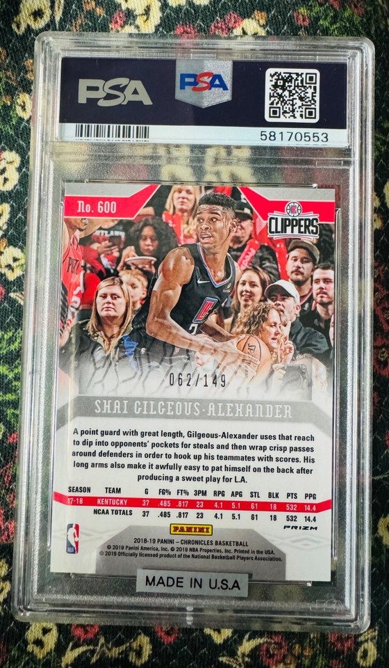2018 Phoenix RED Prizm SGA /149 Shai Gilgeous Alexander RC Rookie PSA ...
