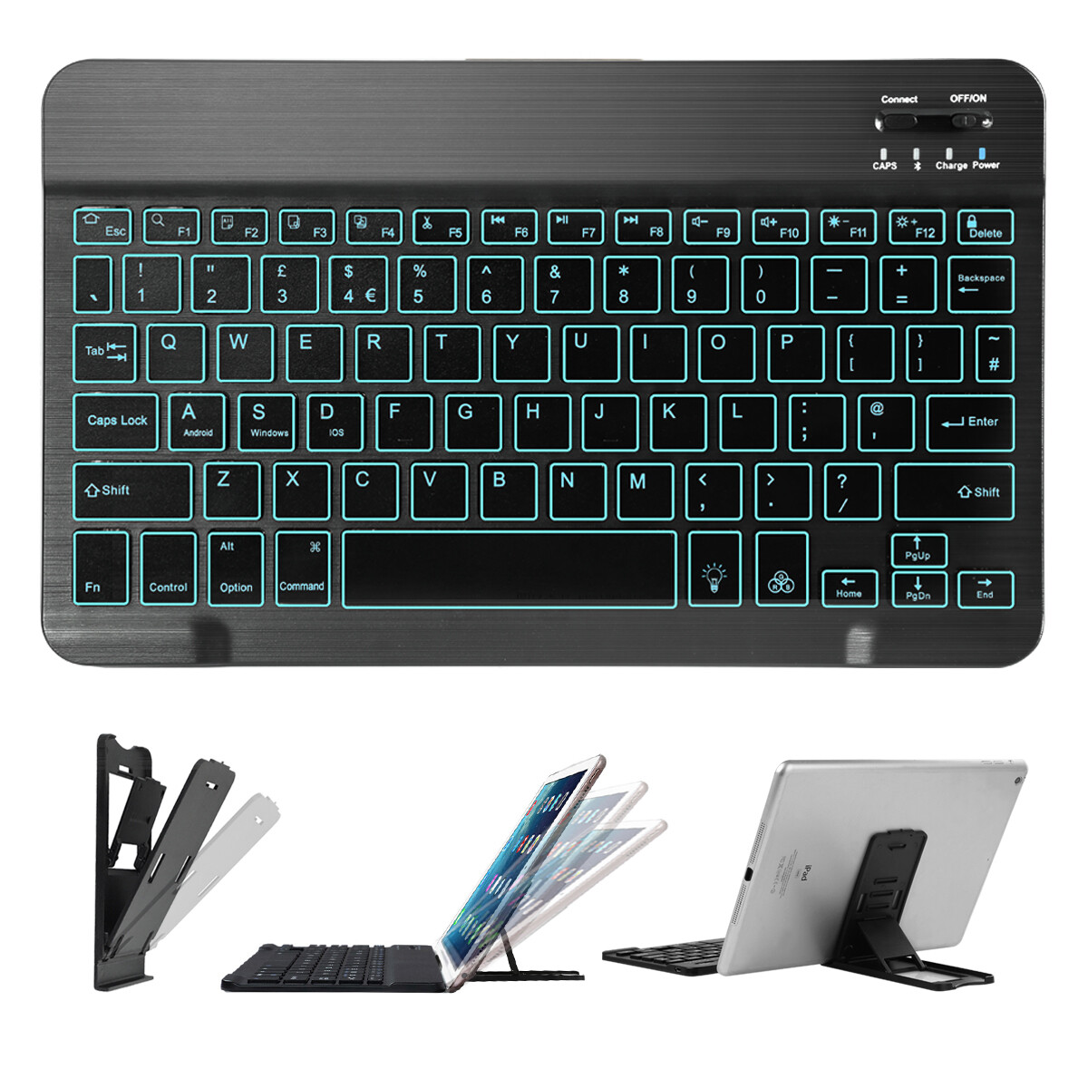Backlit Bluetooth Wireless Keyboard for Android IOS Tablet iPad Samsung ...