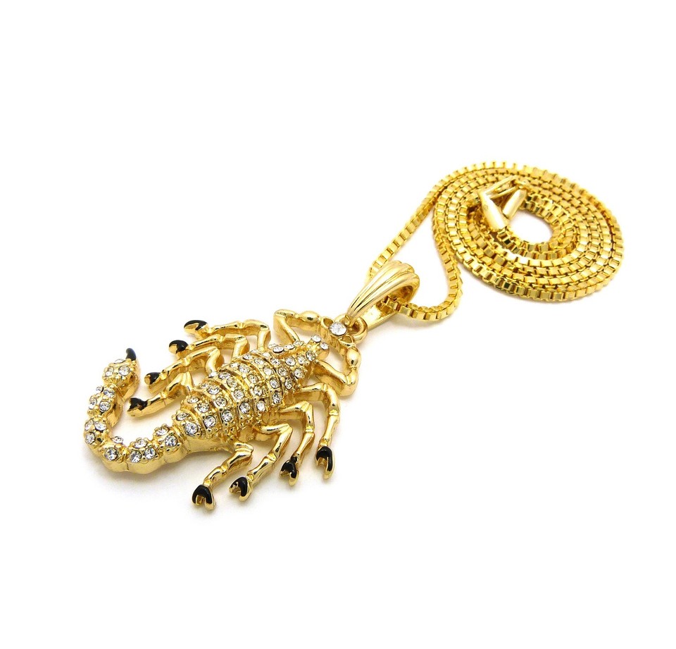 NEW SCORPION PENDANT & 24" BOX/CUBAN/ROPE CHAIN HIP HOP NECKLACE ...
