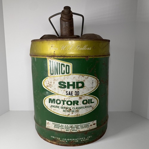 VINTAGE UNICO 5 GALLON MOTOR OIL CAN SHD SPOUT, LID, & HANDLE Garage ...