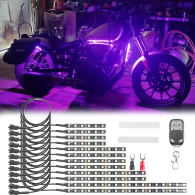 12x Motorcycle RGB Underglow LED Strip Lights For Harley Sportster Iron ...