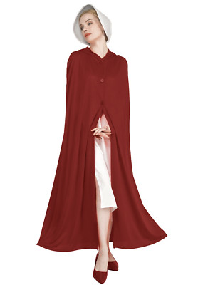 Adult Red Handmaid's Tale Red Cape Hand Maiden White Bonnet Halloween ...